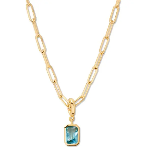 BROOK & YORK Mackenzie Birthstone Paper Clip Chain Pendant Necklace - Gold - March