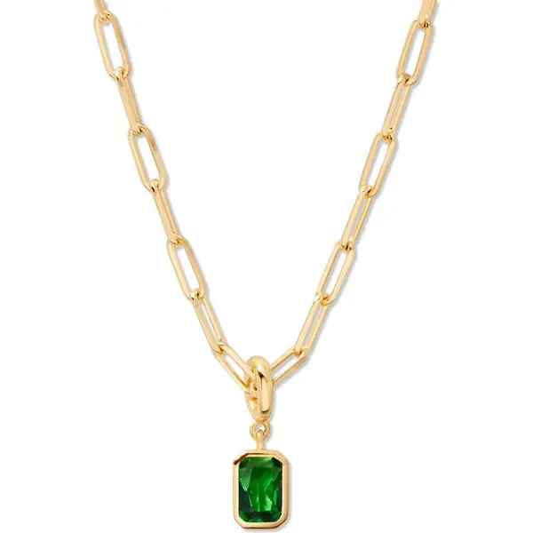 BROOK & YORK Mackenzie Birthstone Paper Clip Chain Pendant Necklace - Gold - May