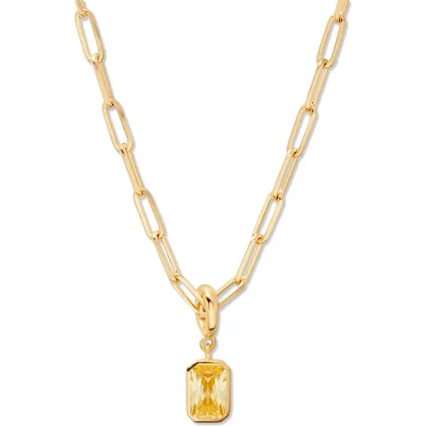 BROOK & YORK Mackenzie Birthstone Paper Clip Chain Pendant Necklace - Gold - November
