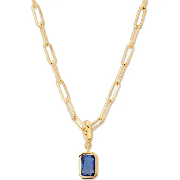 BROOK & YORK Mackenzie Birthstone Paper Clip Chain Pendant Necklace - Gold - September