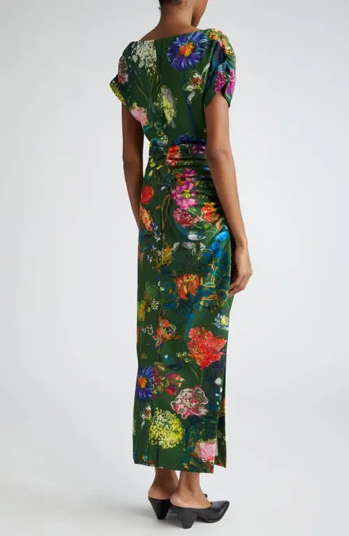 Lela Rose Floral Print Ruched Dress