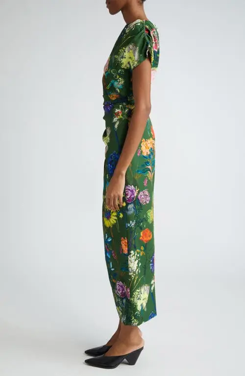 Lela Rose Floral Print Ruched Dress