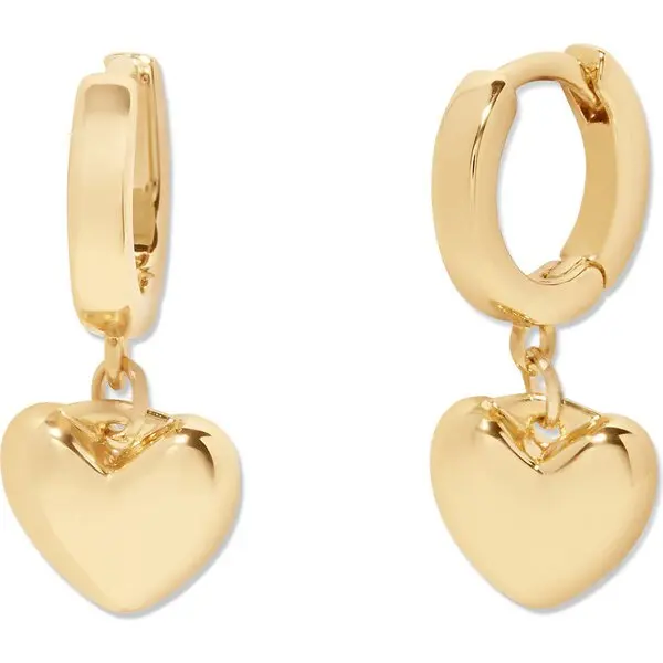 BROOK & YORK Ruby Heart Drop Huggie Earrings - Gold