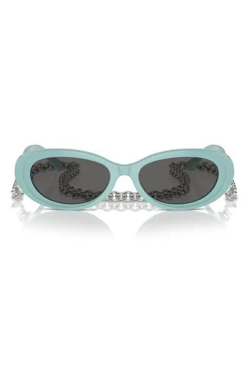 Tiffany & Co. 54mm Oval Sunglasses With Chain - Blue Grey