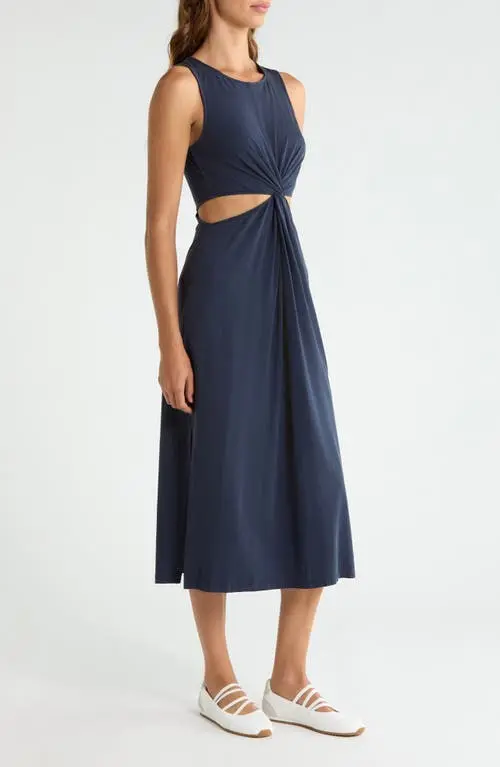 Beyond Yoga Around The World Front Twist Midi Dress