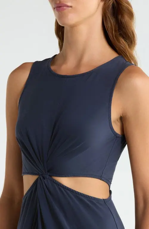 Beyond Yoga Around The World Front Twist Midi Dress
