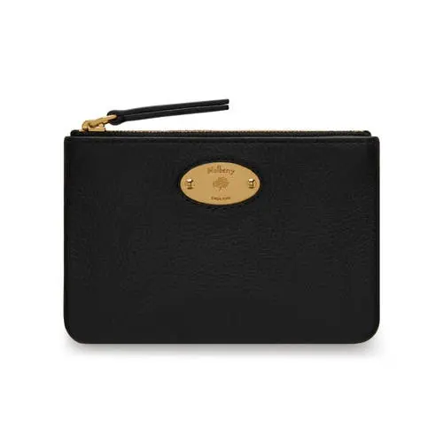 Mulberry Plaque Small Leather Zip Coin Pouch - Black