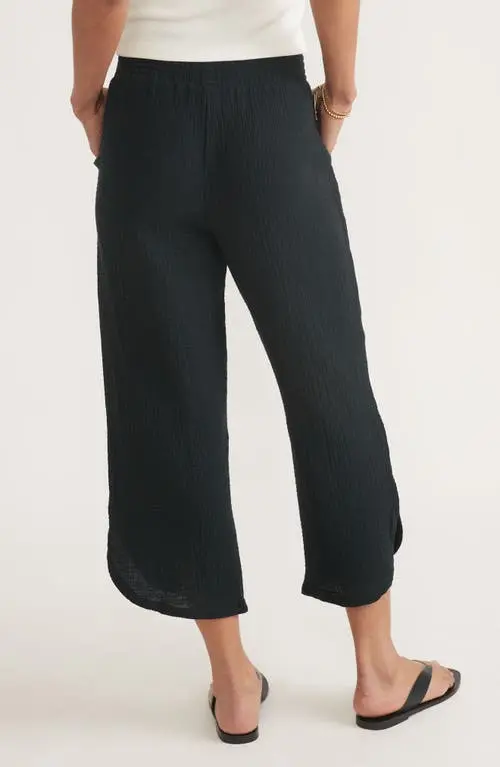 Marine Layer Corinne Wide-leg Double-cloth Cotton Pants
