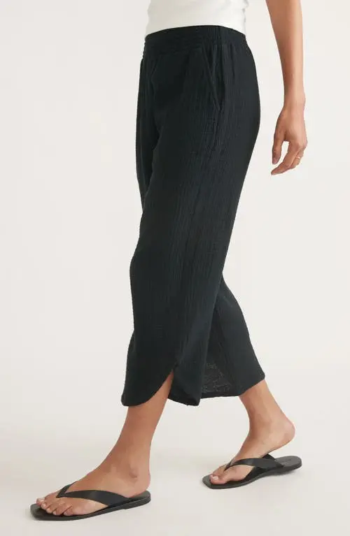 Marine Layer Corinne Wide-leg Double-cloth Cotton Pants