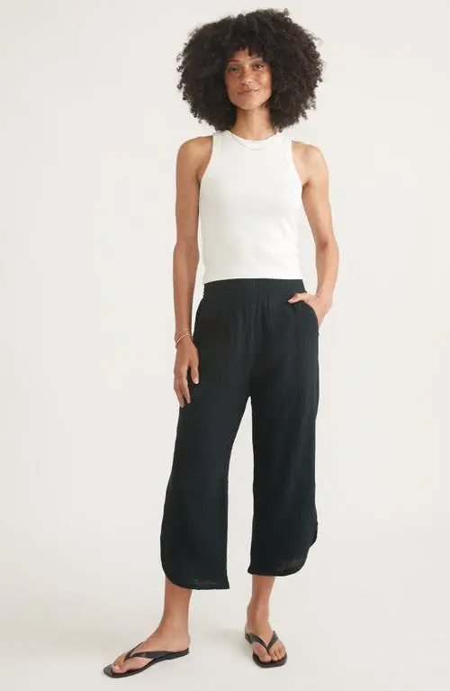 Marine Layer Corinne Wide-leg Double-cloth Cotton Pants