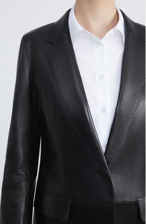 Lafayette 148 New York Lambskin Leather Blazer