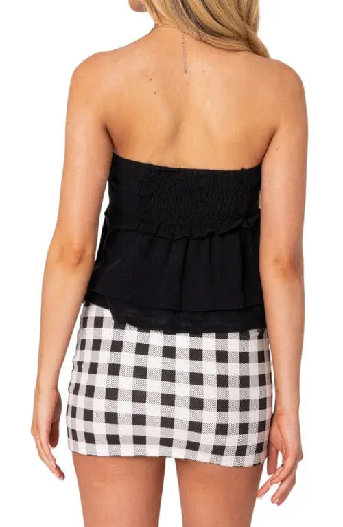 EDIKTED Strapless Peplum Top - Black
