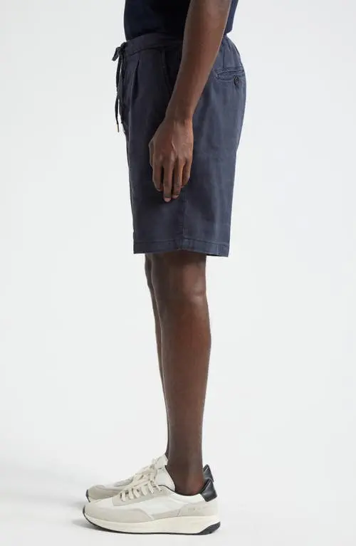 Thom Sweeney Pleated Stretch Linen & Cotton Jersey Shorts - Navy