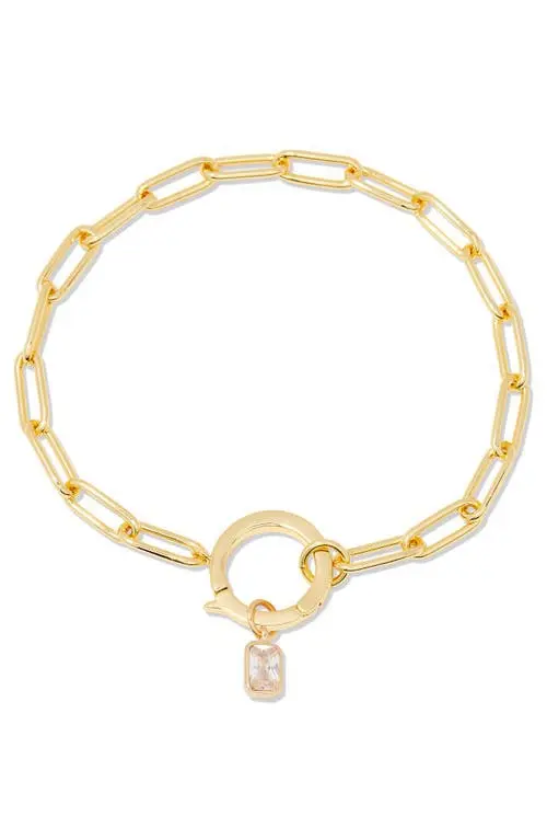 BROOK & YORK Colette Birthstone Paper Clip Chain Bracelet - Gold - April