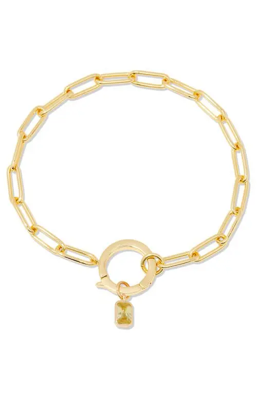 BROOK & YORK Colette Birthstone Paper Clip Chain Bracelet - Gold - August