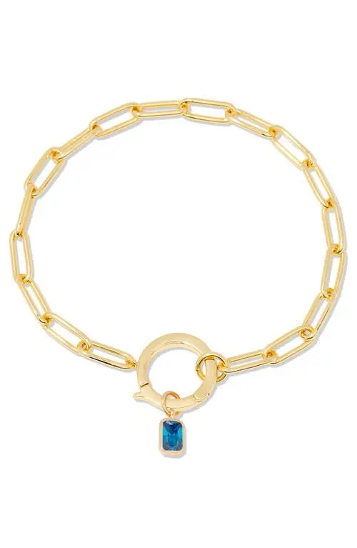 BROOK & YORK Colette Birthstone Paper Clip Chain Bracelet - Gold - December