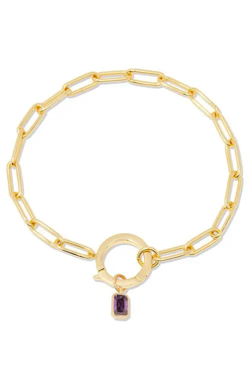 BROOK & YORK Colette Birthstone Paper Clip Chain Bracelet - Gold - February