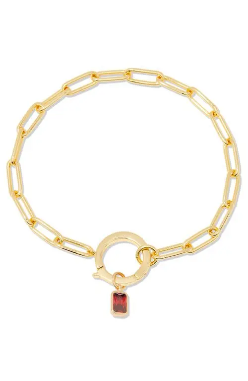 BROOK & YORK Colette Birthstone Paper Clip Chain Bracelet - Gold - January