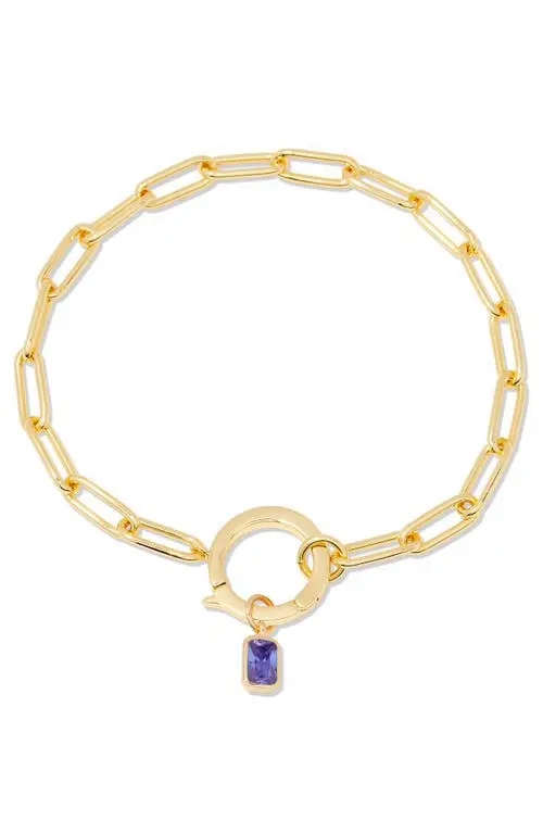 BROOK & YORK Colette Birthstone Paper Clip Chain Bracelet - Gold - June