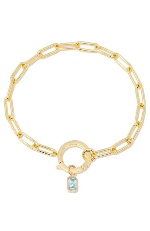 BROOK & YORK Colette Birthstone Paper Clip Chain Bracelet - Gold - March