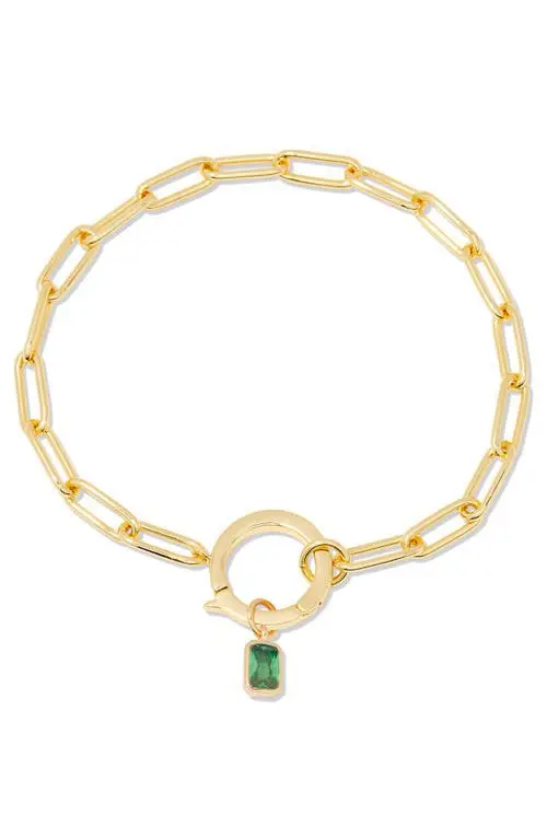 BROOK & YORK Colette Birthstone Paper Clip Chain Bracelet - Gold - May
