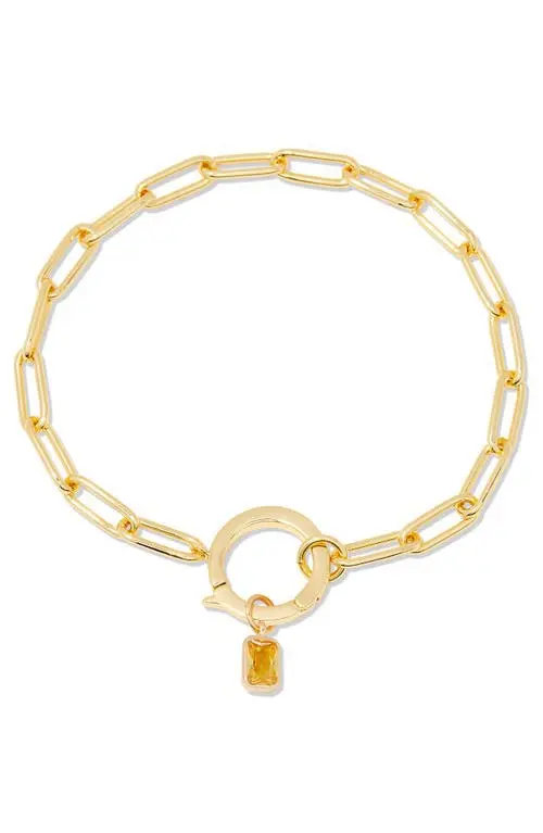 BROOK & YORK Colette Birthstone Paper Clip Chain Bracelet - Gold - November