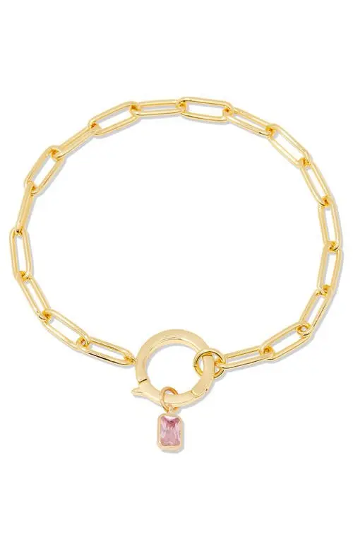 BROOK & YORK Colette Birthstone Paper Clip Chain Bracelet - Gold - October