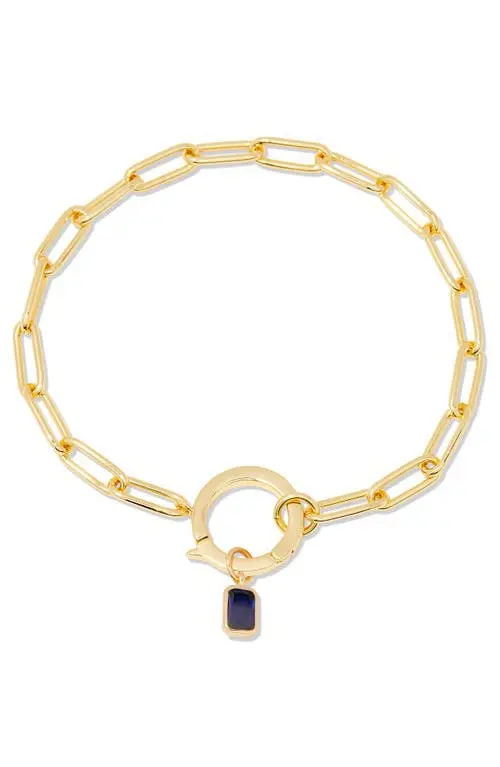 BROOK & YORK Colette Birthstone Paper Clip Chain Bracelet - Gold - September