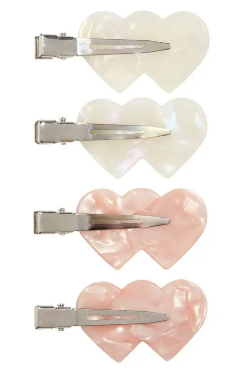 Bp. Double Heart 4-pack Assorted Creaseless Hair Clips