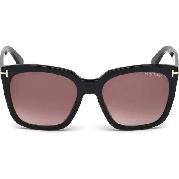 TOM FORD Amarra Square Frame Sunglasses - Black/ Gradient Burgundy