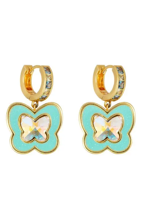 JULY CHILD Ziggy Butterfly Drop Earrings - Blue Glitter/crystal/cubic Zir