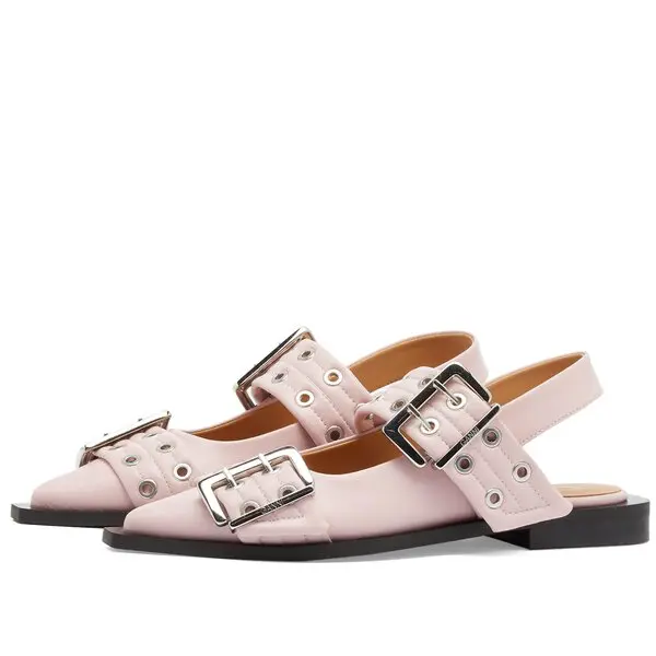 GANNI Feminine Buckle Ballerina - Chalk Pink