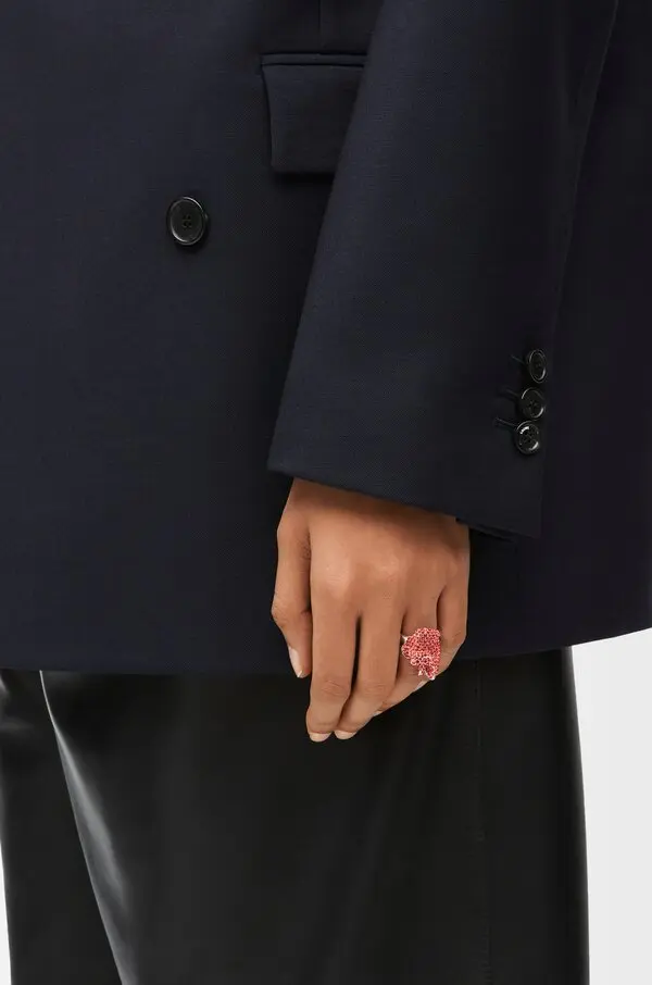 Loewe Glitter Fragment Ring - Silver/dark Coral