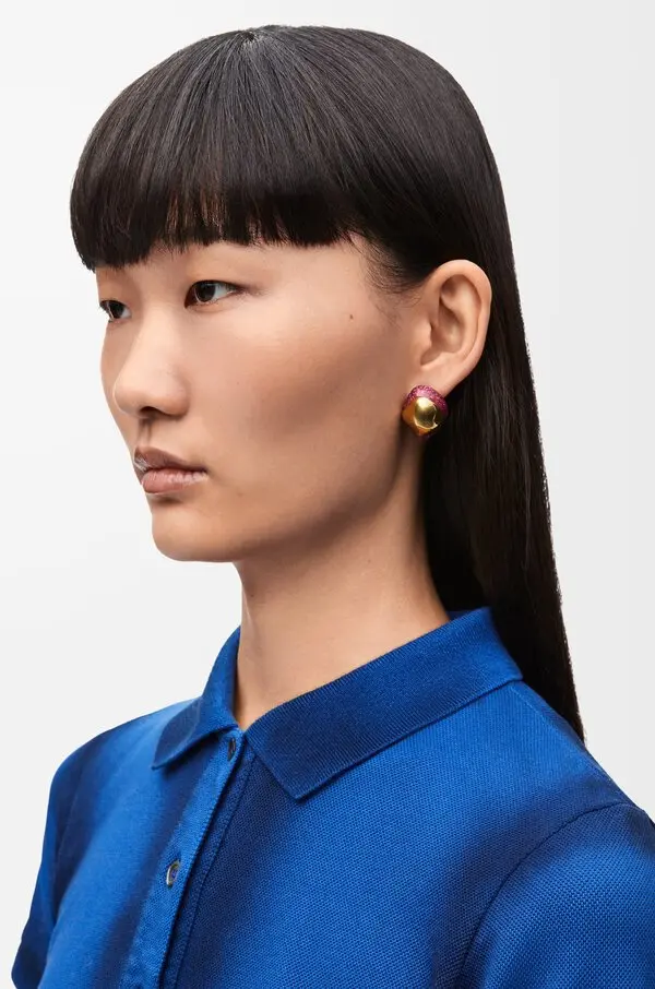 Loewe Foam Drip Earrings - Gold/pink