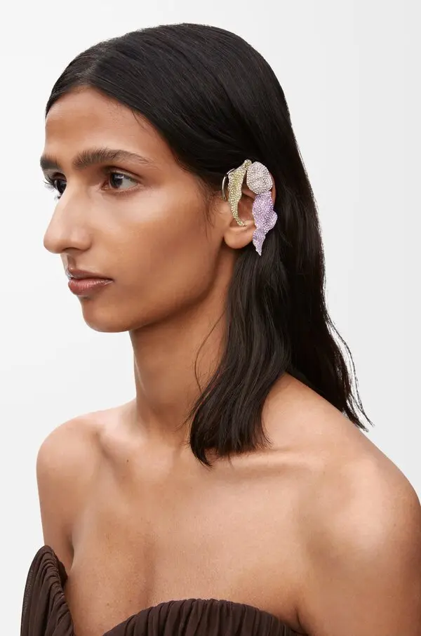 Loewe X Lynda Benglis Glitter Fragment Ear Cuff - Silver/light Mauve/pale Yellow