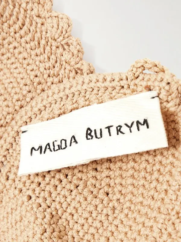 Magda Butrym Faux Pearl-embellished Crocheted Underwired Bikini Top