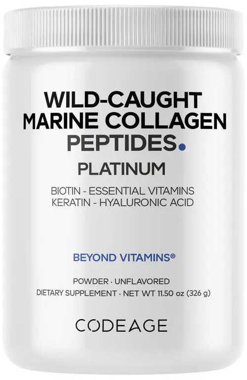 CODEAGE Platinum Marine Collagen Protein + Vitamins & Biotin Powder - White