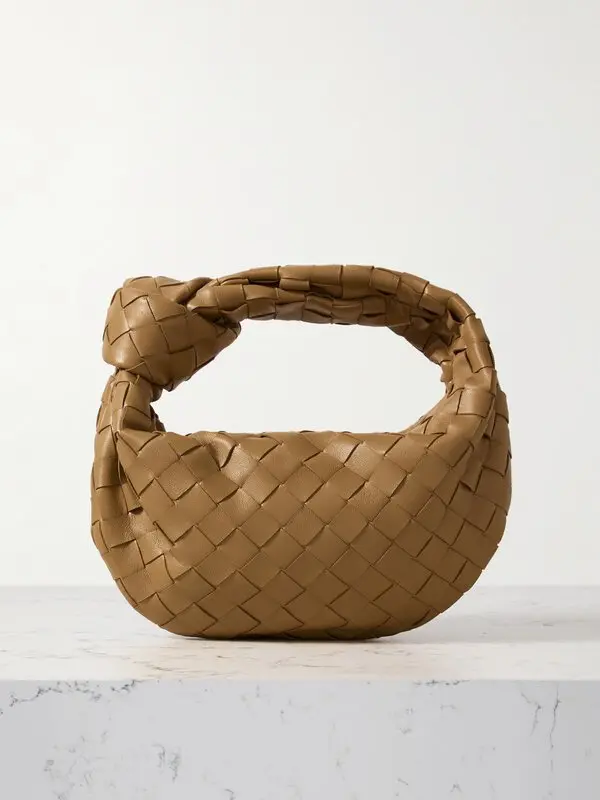 Bottega Veneta Jodie Mini Knotted Intrecciato Leather Shoulder Bag - Brown