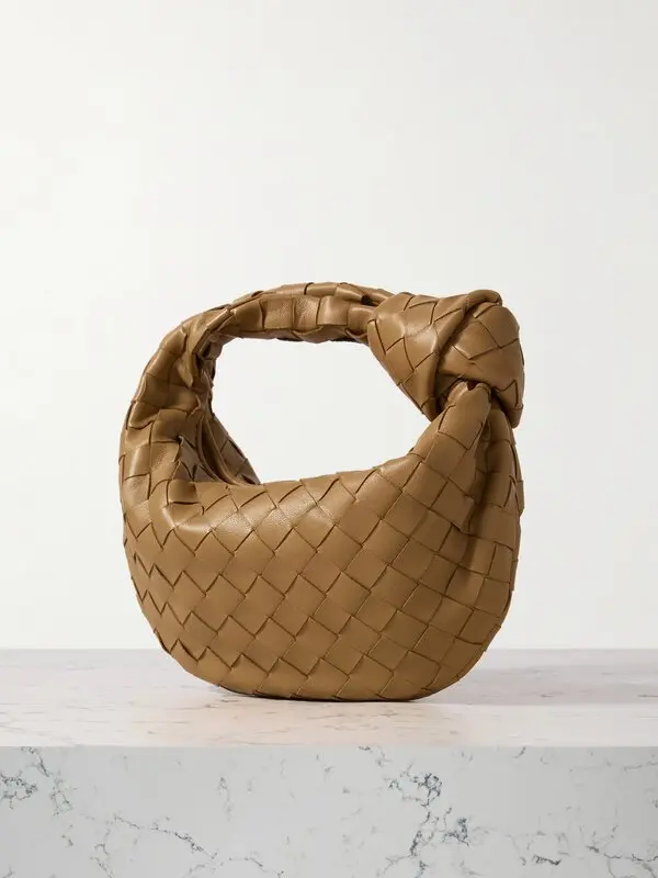 Bottega Veneta Jodie Mini Knotted Intrecciato Leather Shoulder Bag - Brown