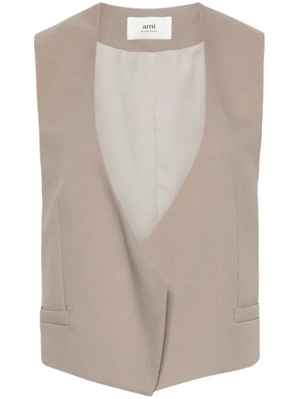 Ami Open-front Waistcoat - Neutrals