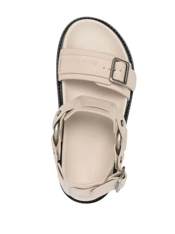 Acne Studios Leather Buckle Sandals - Neutrals