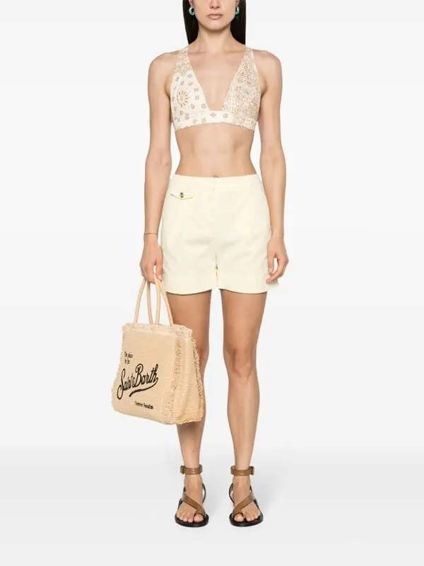 MC2 SAINT BARTH Bandana-print Denim Bralette Top
