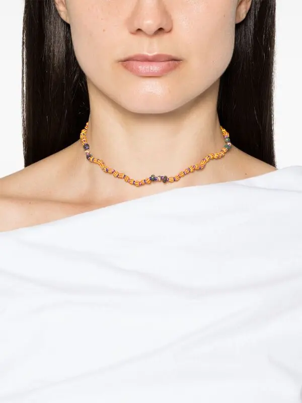MARIE LICHTENBERG 9kt Yellow Mauli Ghana Beaded Necklace