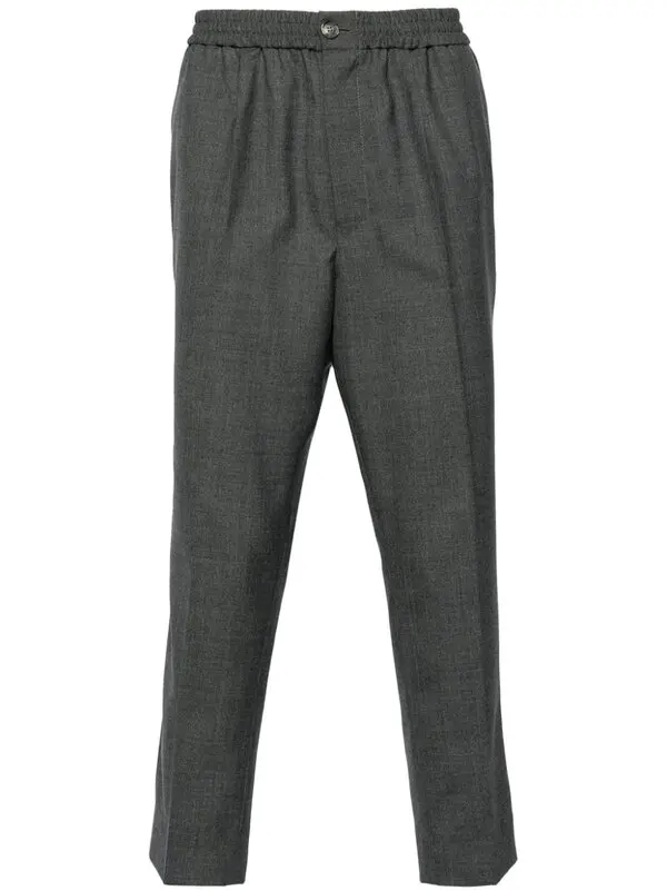 Ami Mid-rise Cropped Tapered Trousers - Grey