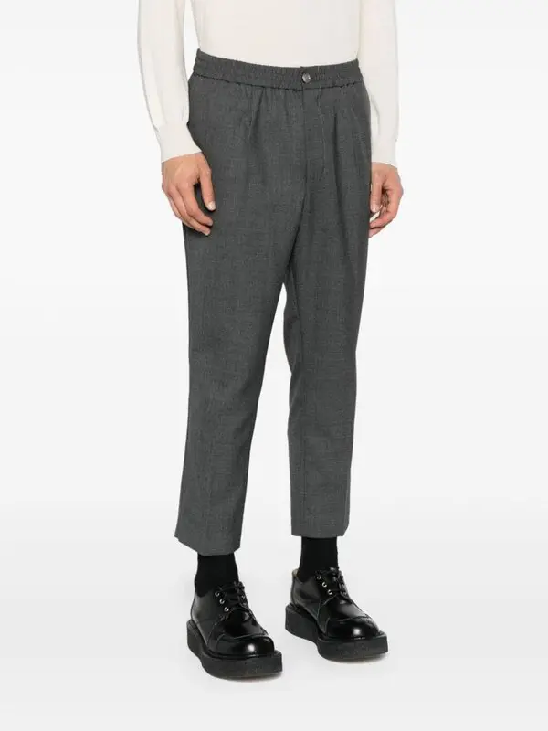 Ami Mid-rise Cropped Tapered Trousers - Grey