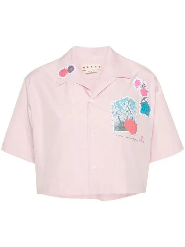 Marni Floral Patch Cropped Shirt