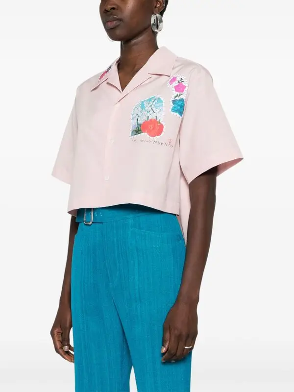 Marni Floral Patch Cropped Shirt