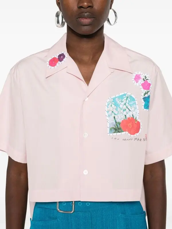 Marni Floral Patch Cropped Shirt