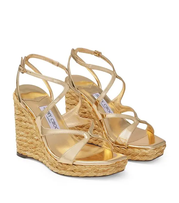 JIMMY CHOO Ayla 110 Wedge Sandals - Gold