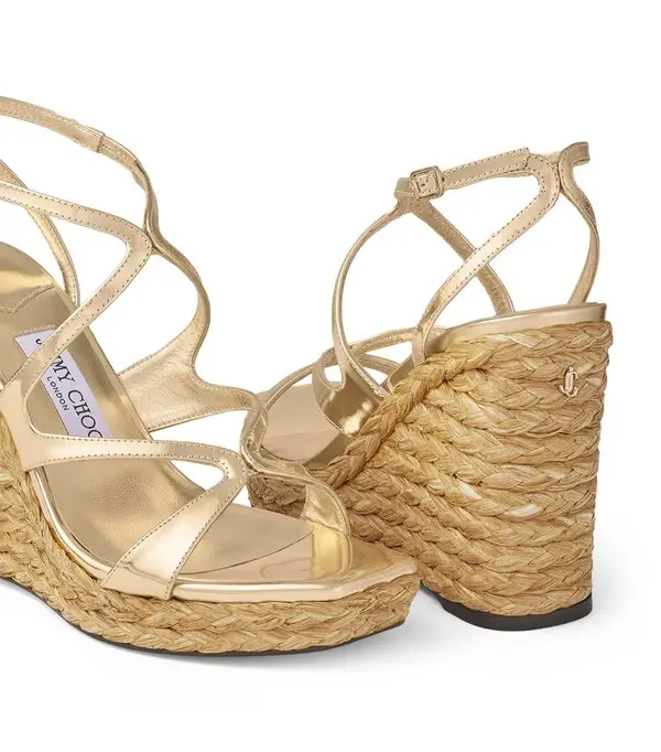 JIMMY CHOO Ayla 110 Wedge Sandals - Gold